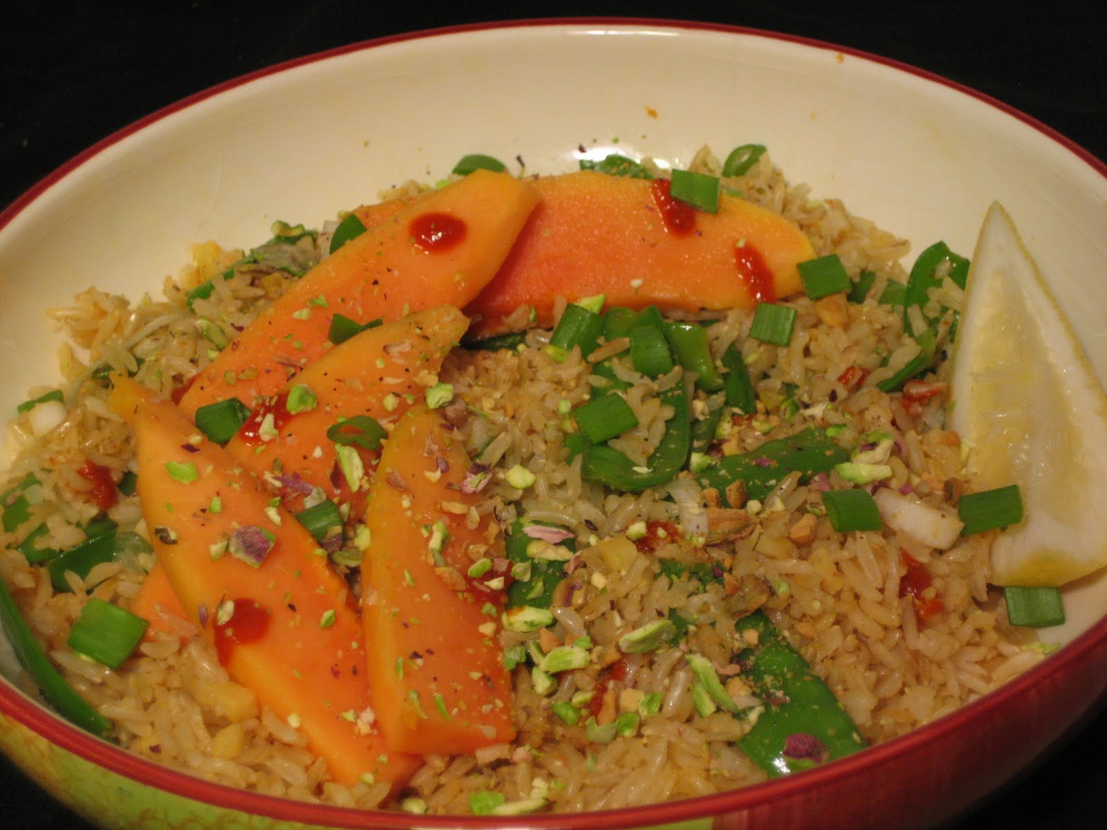 Cooking with Kelsey: Spicy Papaya Fried Rice with Snow Peas