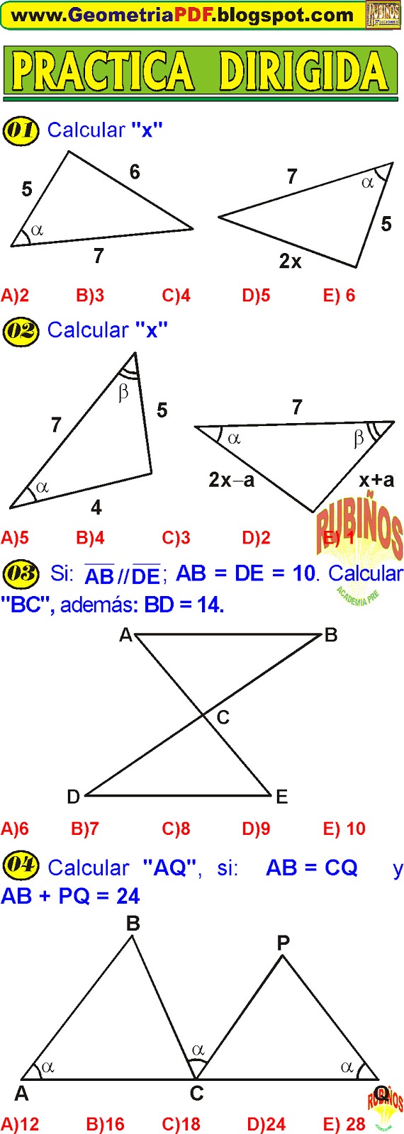 CONGRUENCIA DE TRIÁNGULOS EJERCICIOS RESUELTOS PDF