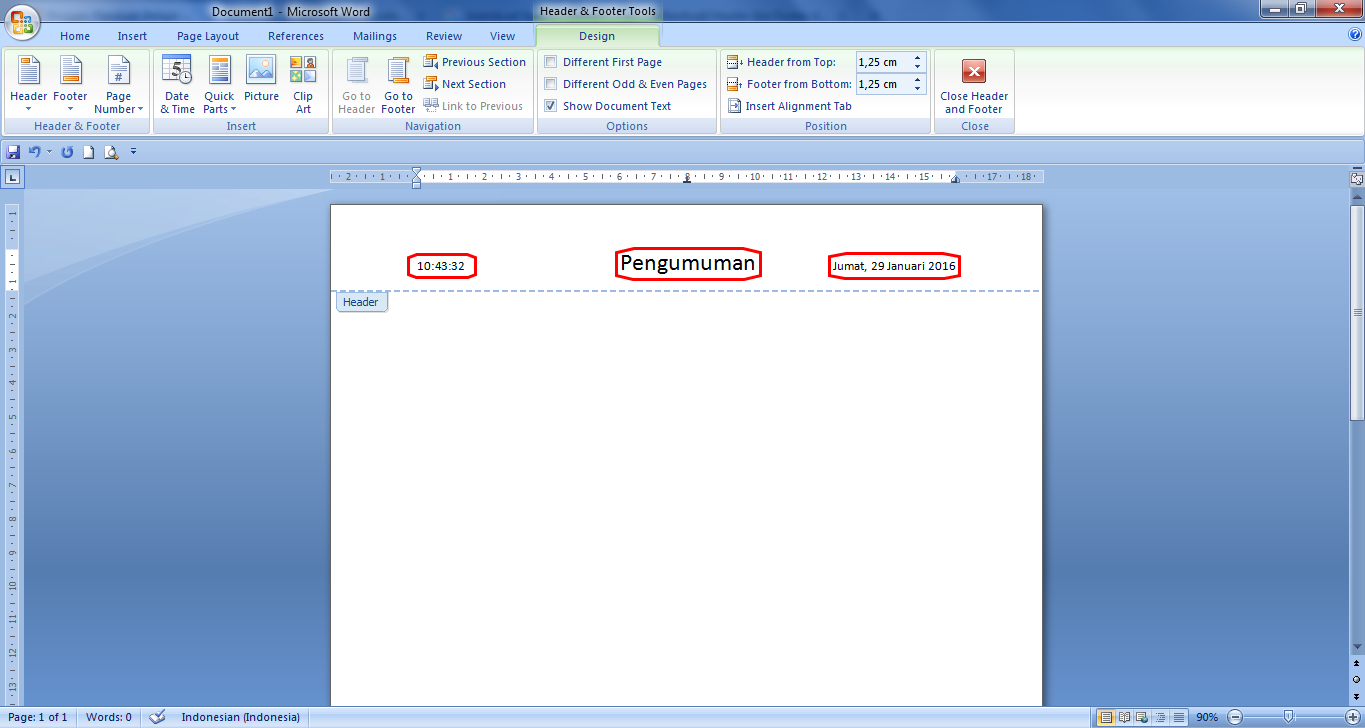 Membuat Header dan Footer MS Word - Panduan Microsoft Office Membuat Header dan Footer MS Word - Panduan Microsoft Office