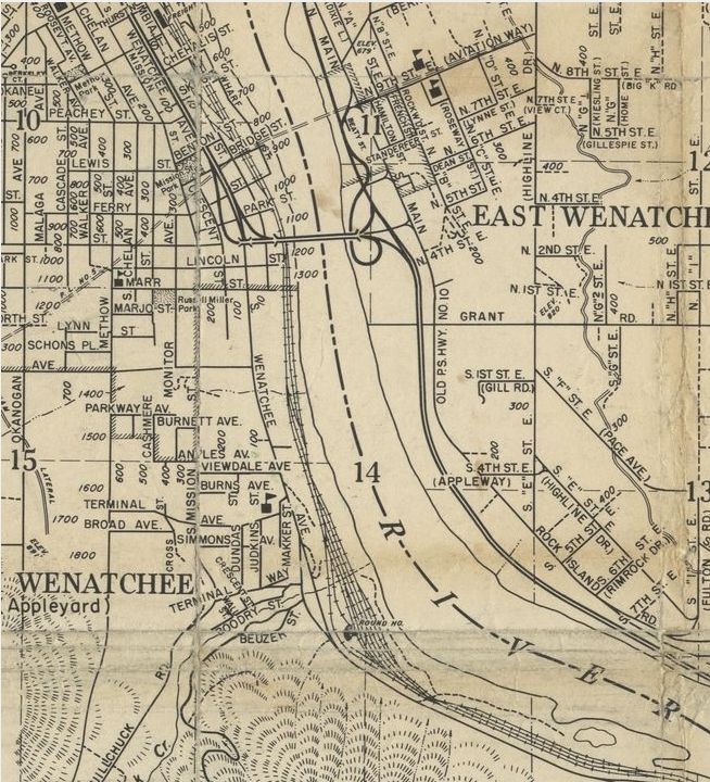 Big Bend Railroad History: 1960s Era Wenatchee Map