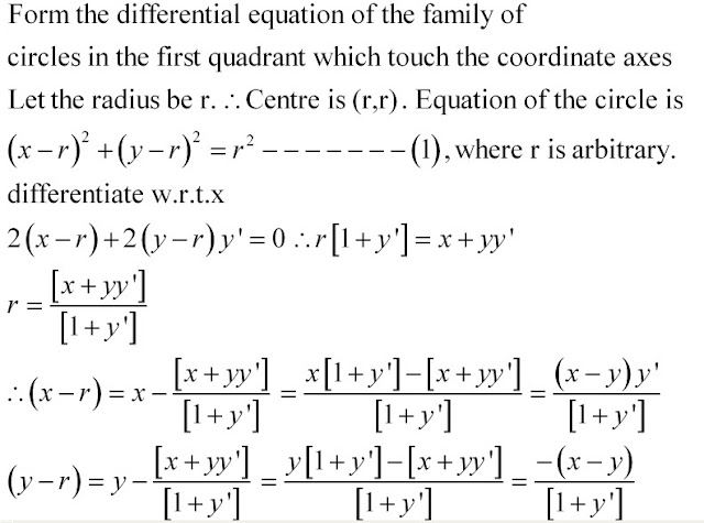 mixture: form the differential equation of the family of circles in the ...