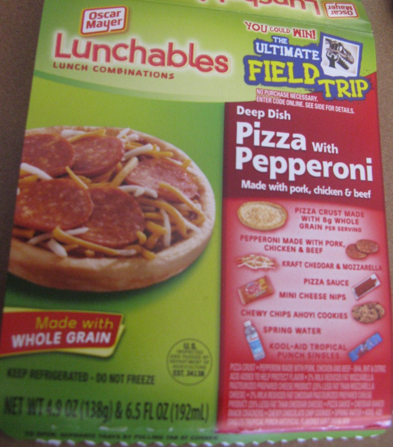 Better D.C. School Food: Lunch from Homes: Lunchables Pizza