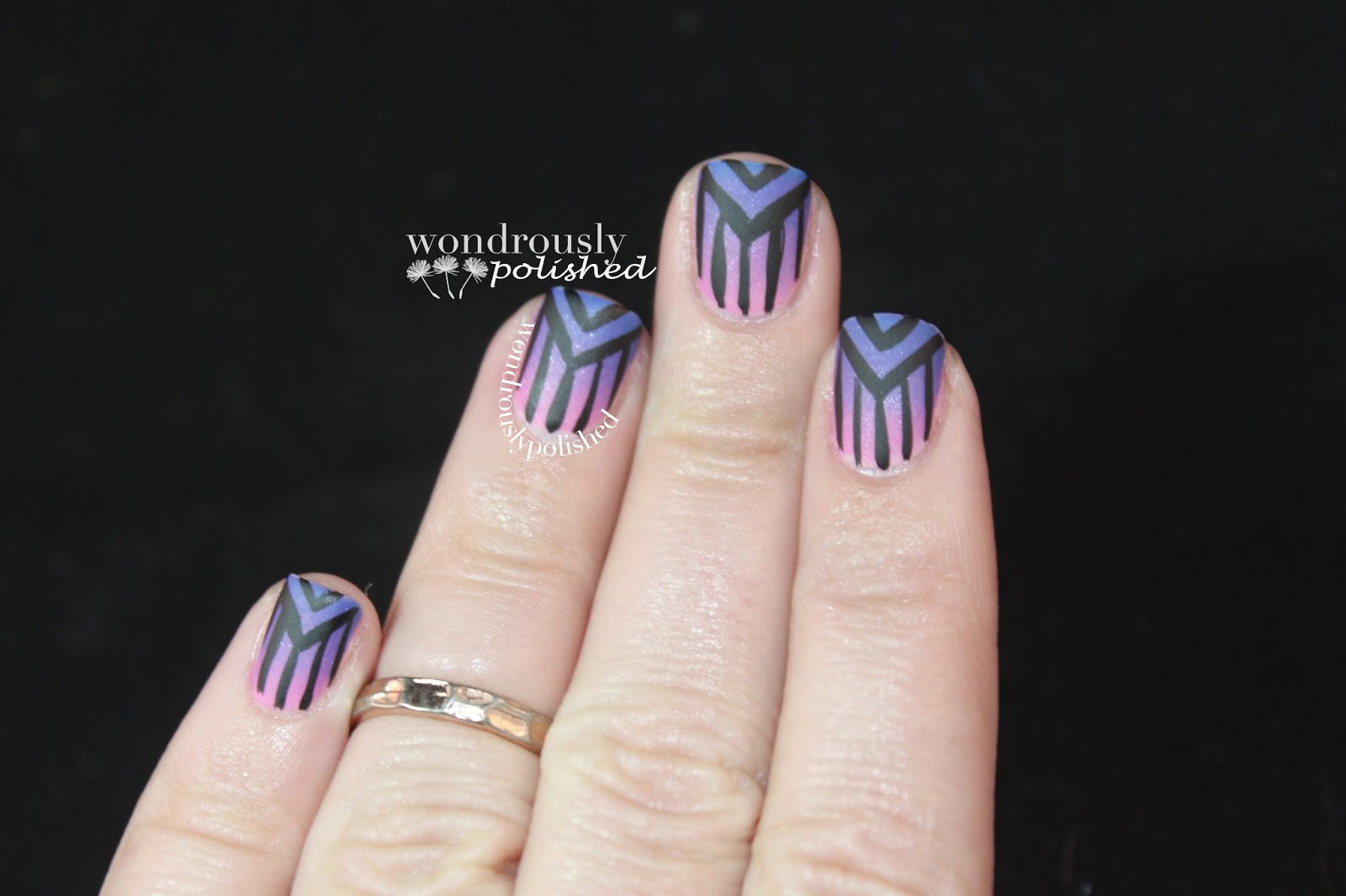 Wondrously Polished: Gradient and some free hand stripes!