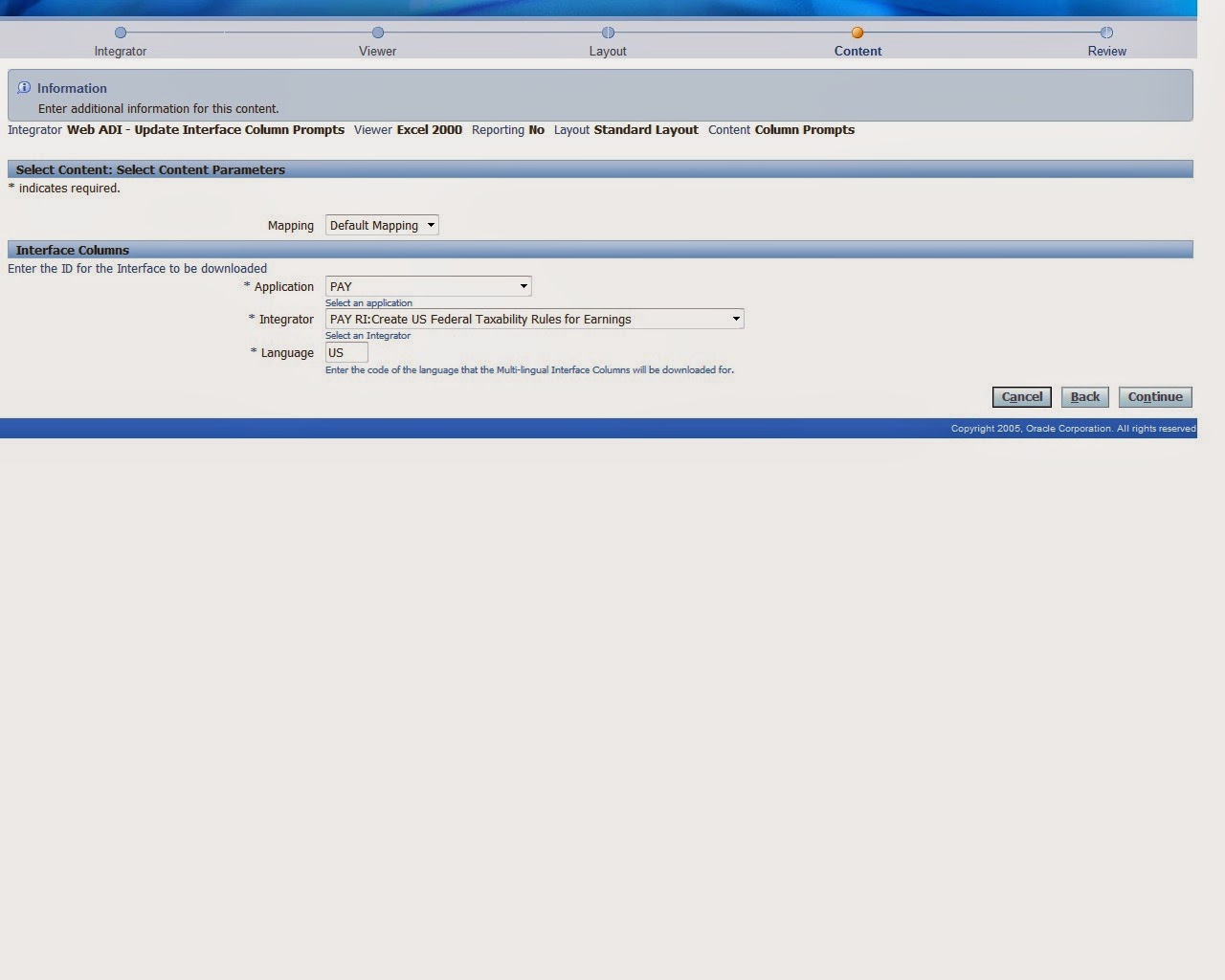 Oracle Web ADI: Custom Integrator Prompts Change | Oracle Ebusiness suite of Applications