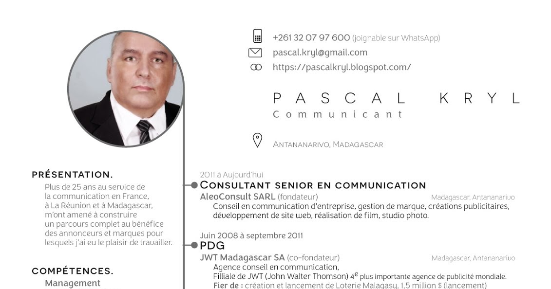 Pascal Kryl, CV | Publicité et marketing à Antananarivo Madagascar