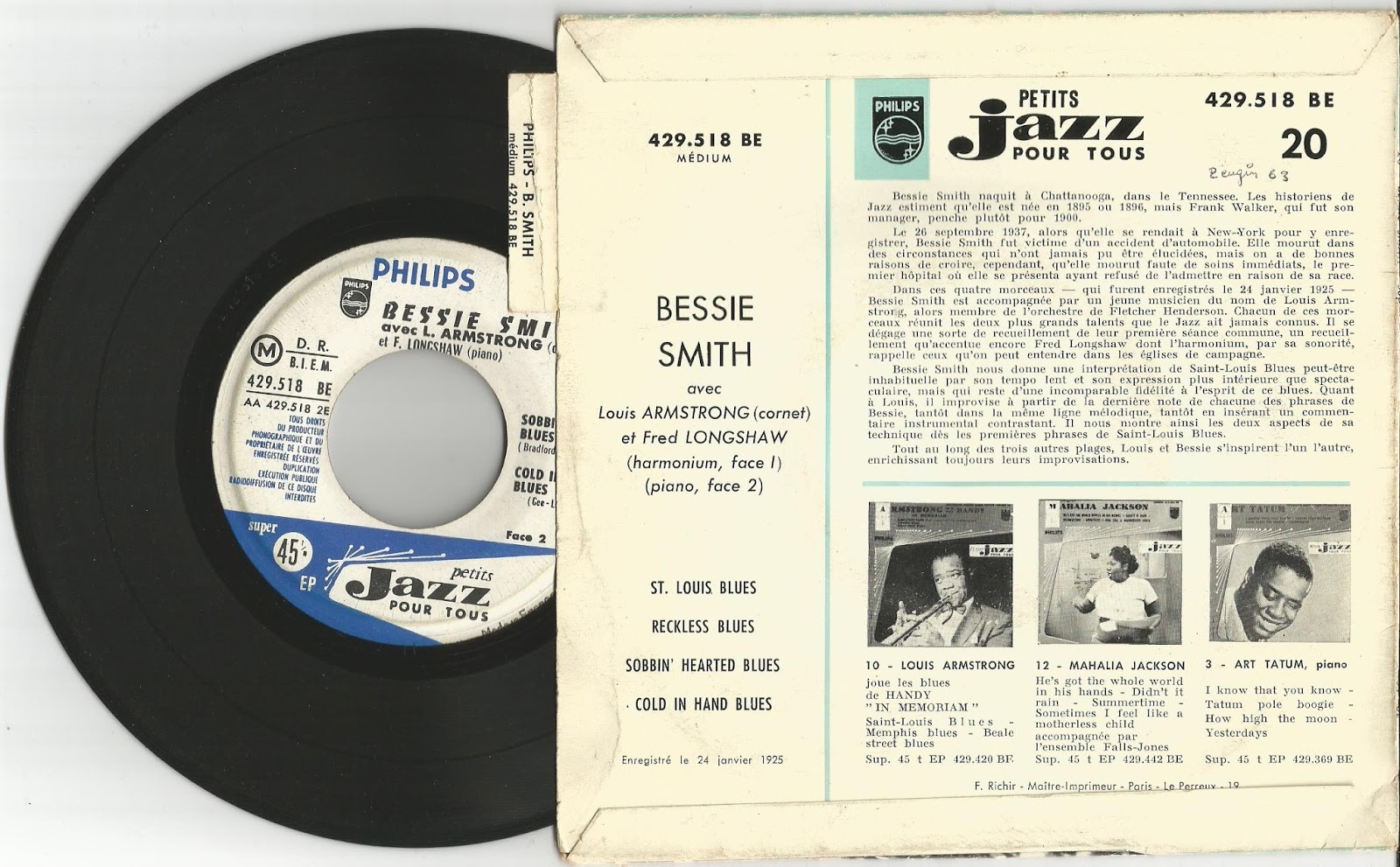 Juk-Box-EP-45.T: Bessie Smith avec Louis Armstrong et Fred Longshaw