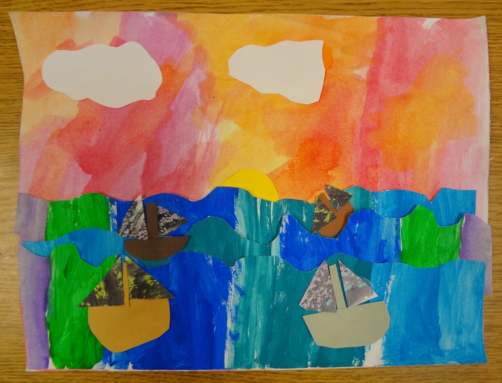 Art with Mrs. Kim : 2nd grade Seascape Collage