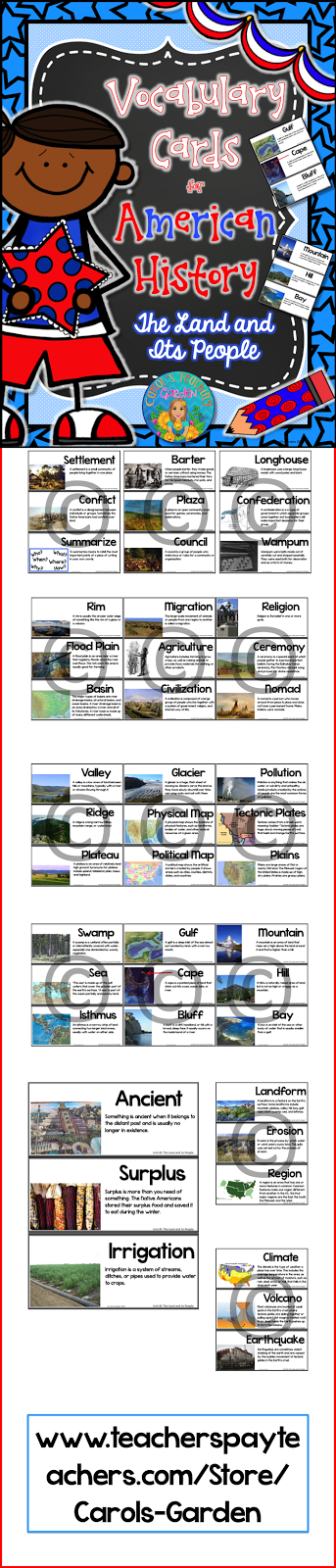 Carol's Teaching Garden: Fourth Grade Social Studies Vocabulary Word ...