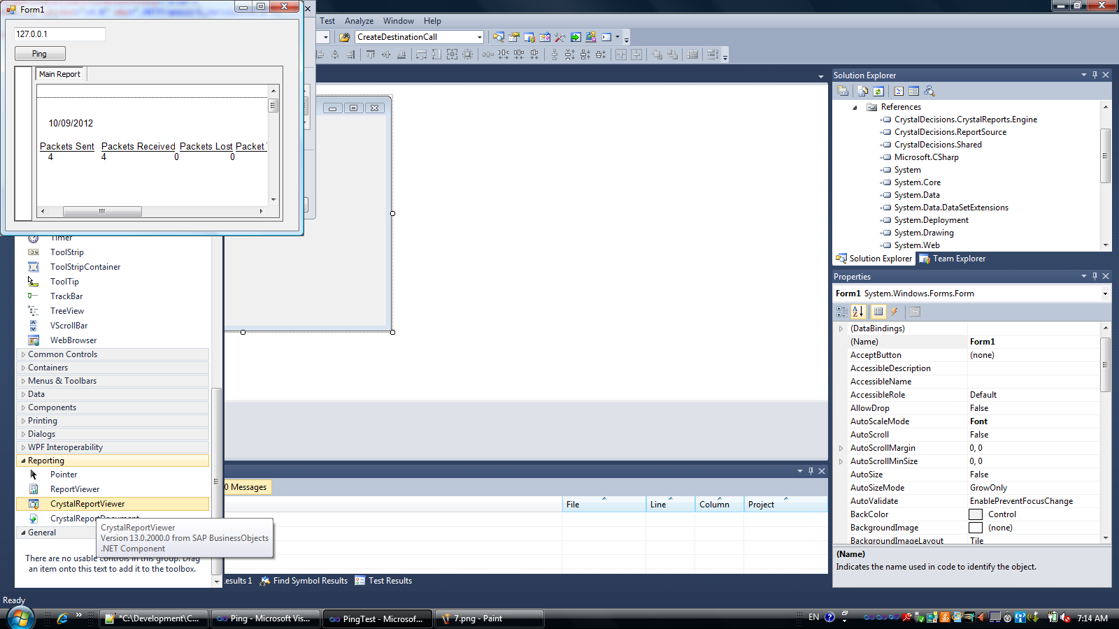 P = NP ?: Crystal Reports, C#, Object as Data Source
