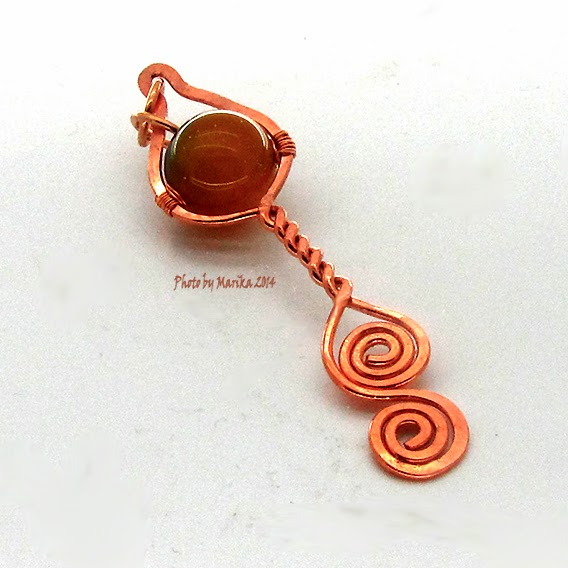 Marika's handcrafted jewellery: Copper Pendant From A Free Tutorial