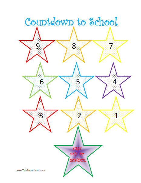 Countdown to School Printable {Free} - This Simple Home