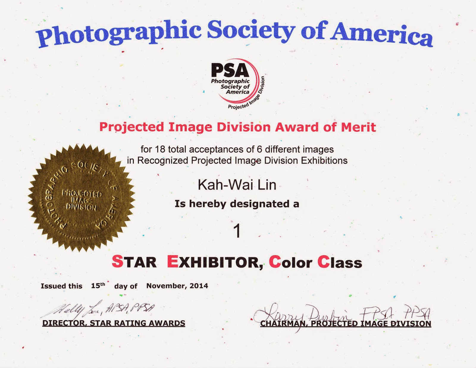 Kah-Wai Lin Photography: PSA 1* in PID Color