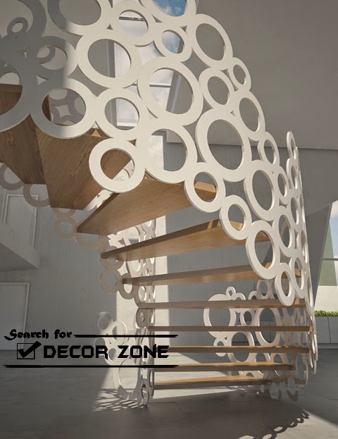 Modern spiral staircase design with creative railings