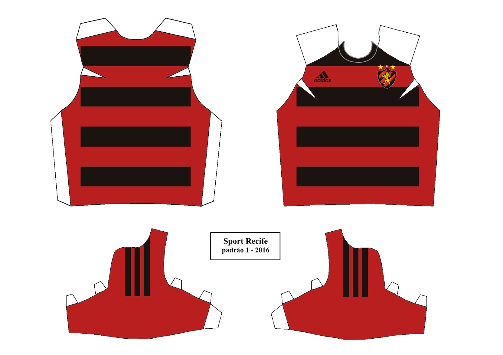 camisas papel Sport Recife - papercraft futebol