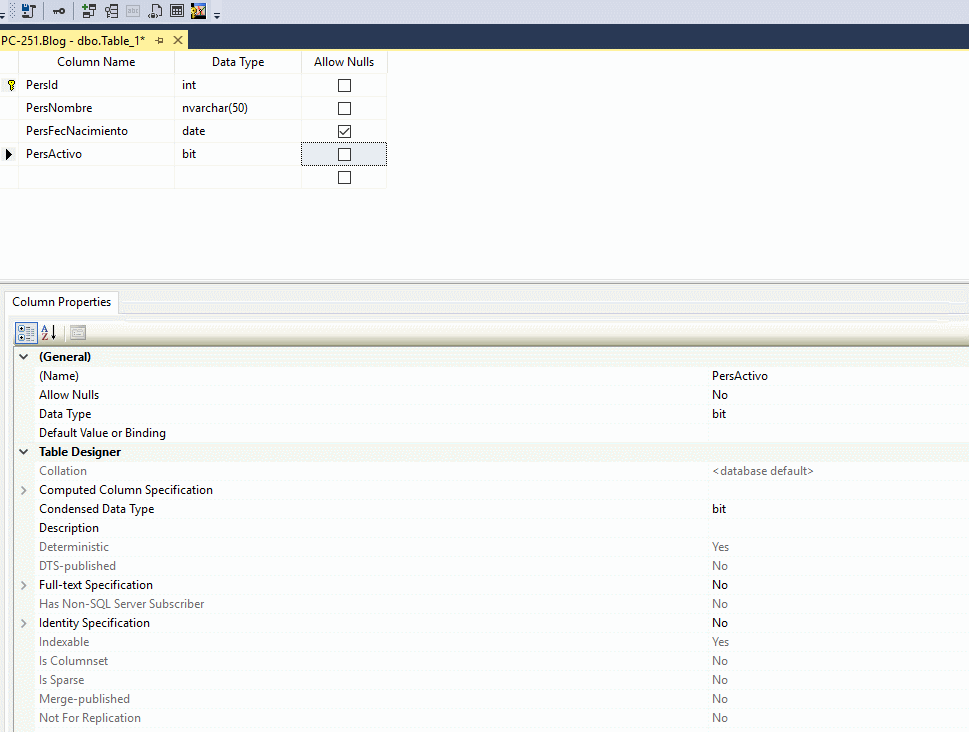 Creación de tablas SQL