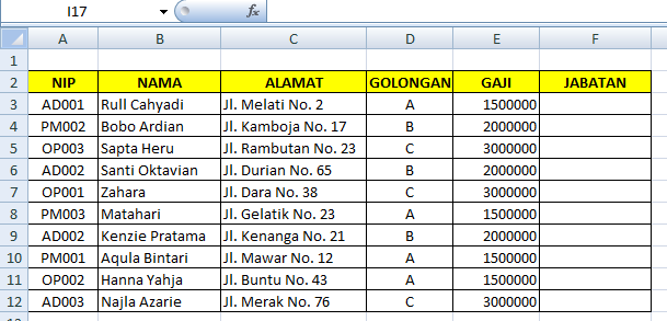 BELAJAR FUNGSI IF PADA MICROSOFT EXCEL