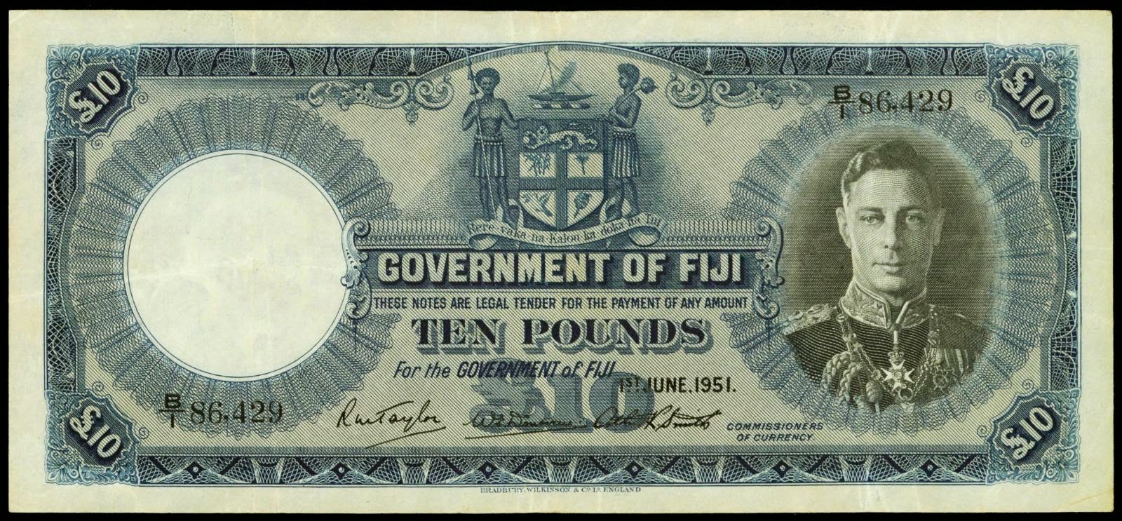 Fiji 10 Pounds 1951 King George VI|World Banknotes & Coins Pictures ...