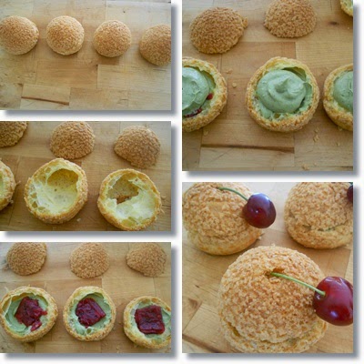 Dey cuisine: Choux crémeux pistache & confit de cerises