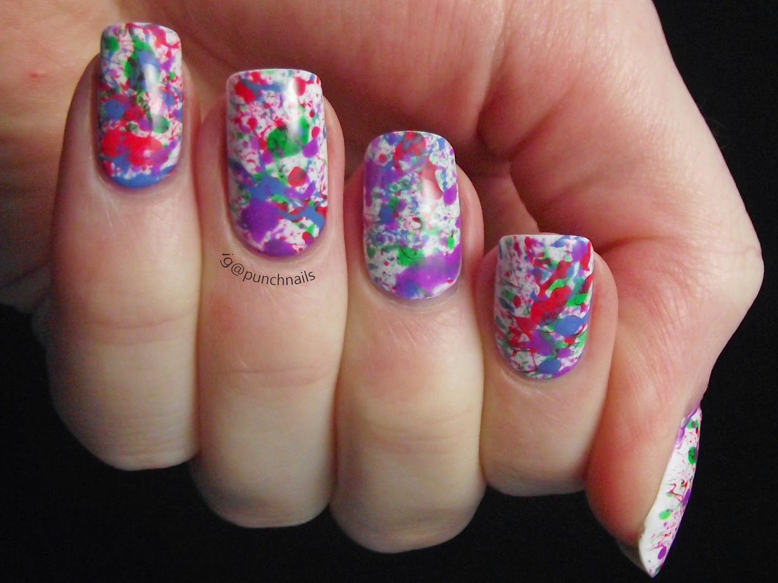 Punch Nails: Bright Splatter Nails!
