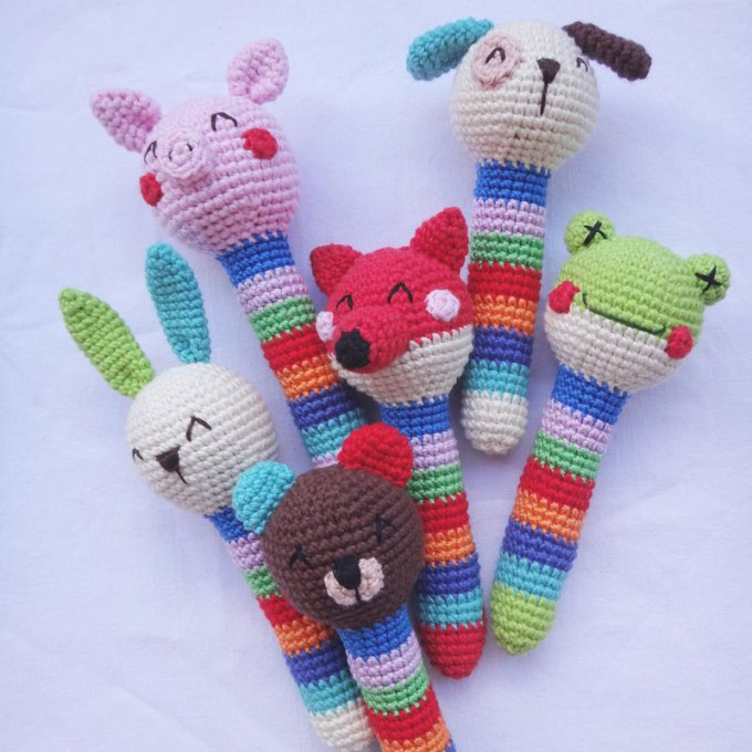 Free Amigurumi Patterns: Crochet animal baby rattles + patterns