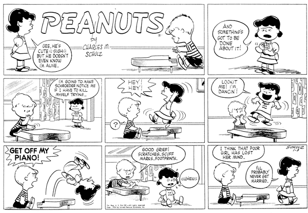 Roasted Peanuts Sunday January 3 1954 More Of Lucys Infatuation With Schroeder