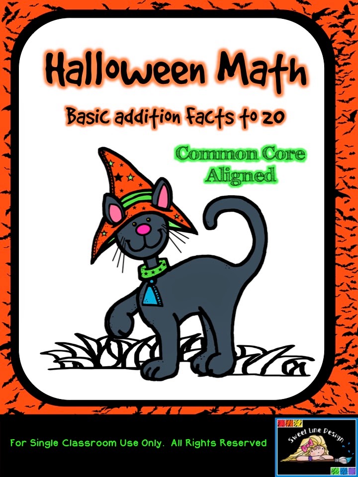 Sweet Line Design: Halloween Math - Find the Sum and Color the pictures