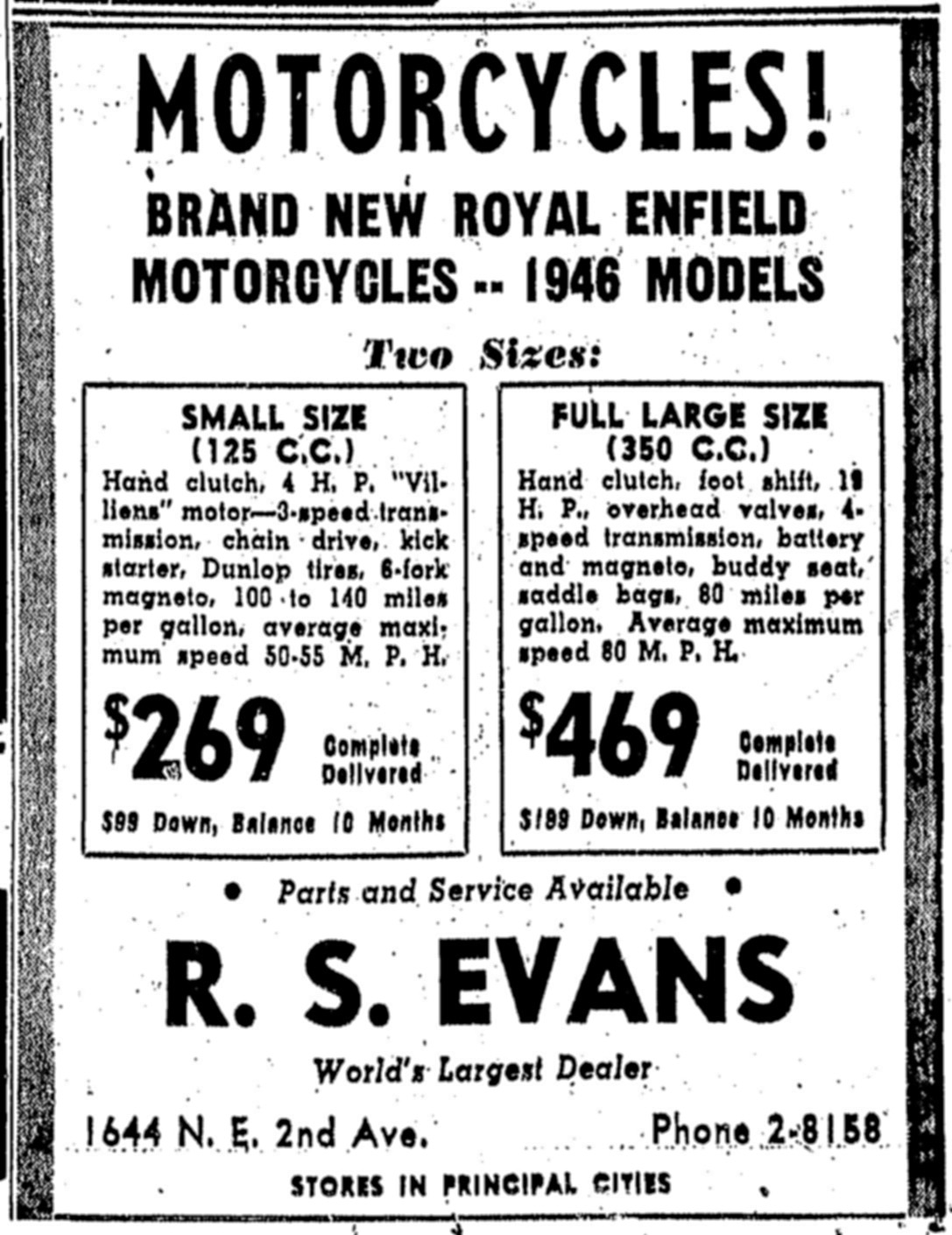 RoyalEnfields.com: Royal Enfields sold well in the U.S. after World War II