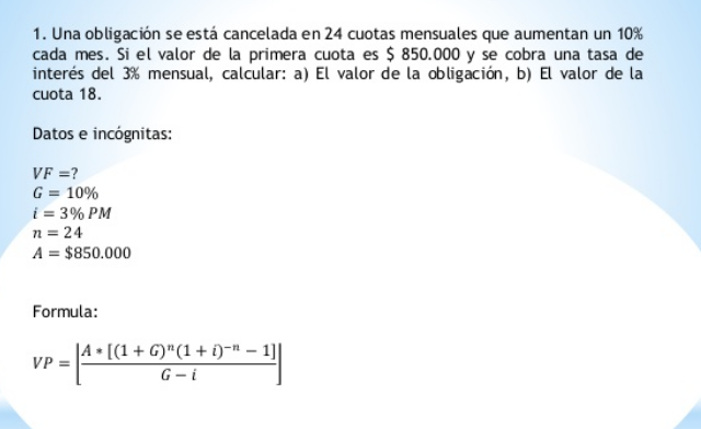 EJEMPLO 1 ~ Gradiente Geométrico