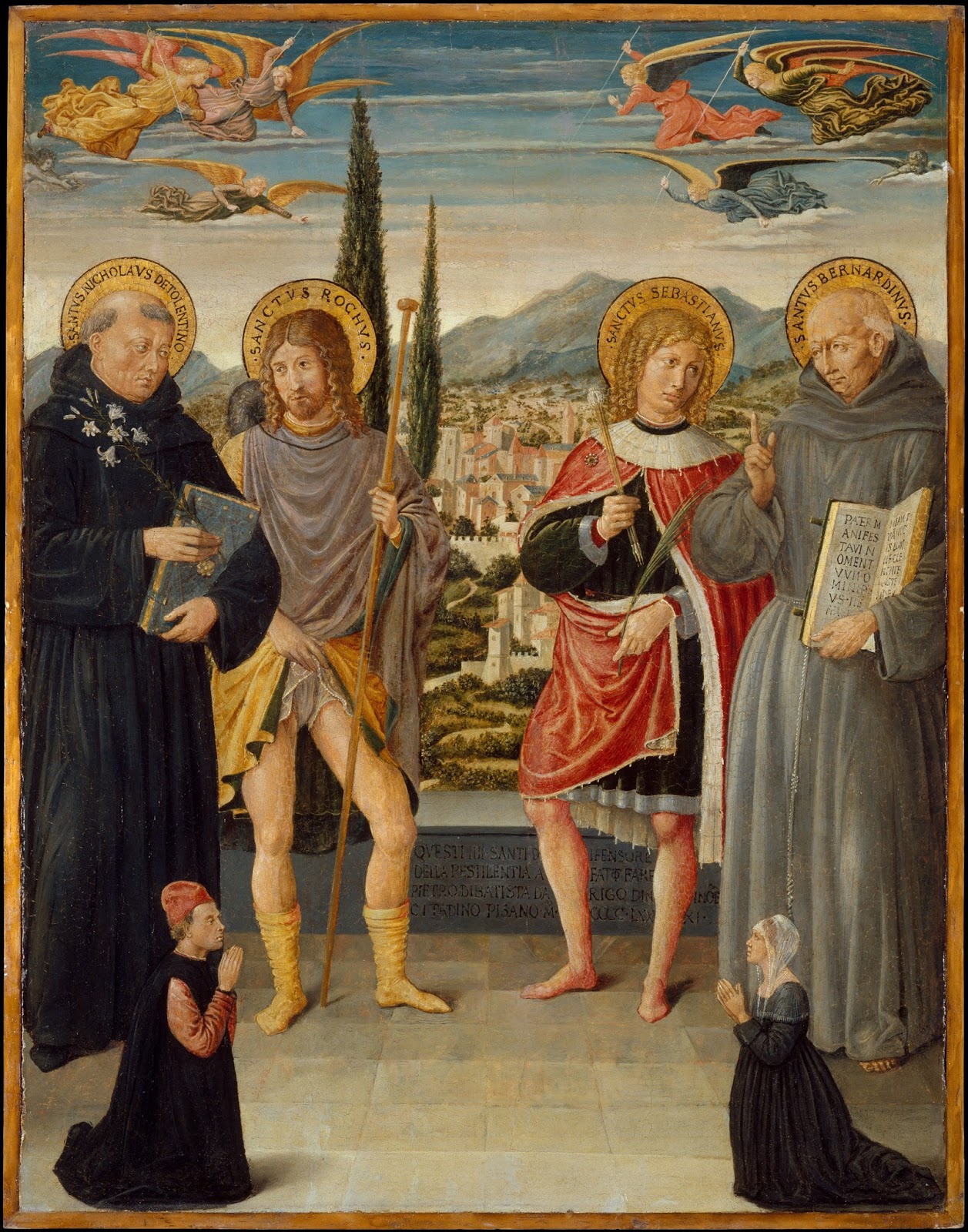 Benozzo Gozzoli: Four saints with kneeling Donors (1481)