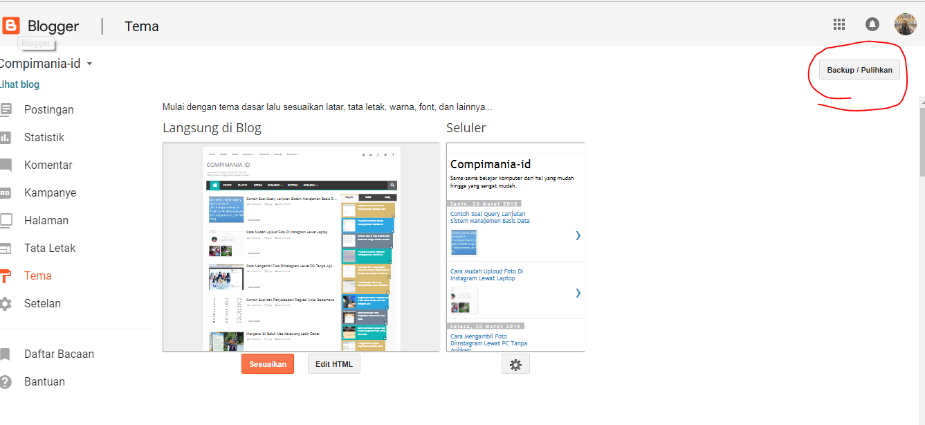 Cara Mengganti Tema Blog Dengan Mudah ~ Compimania-id