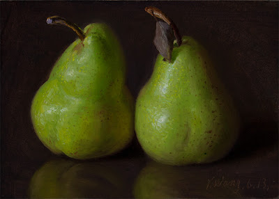 Wang Fine Art: two pears, a painting a day, daily painting, small work ...