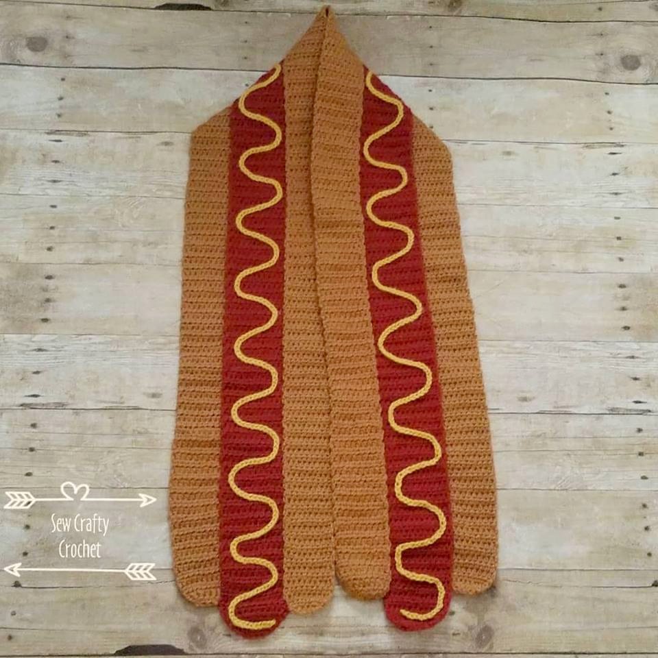 Crochet Hotdog Scarf - Sew Crafty Crochet