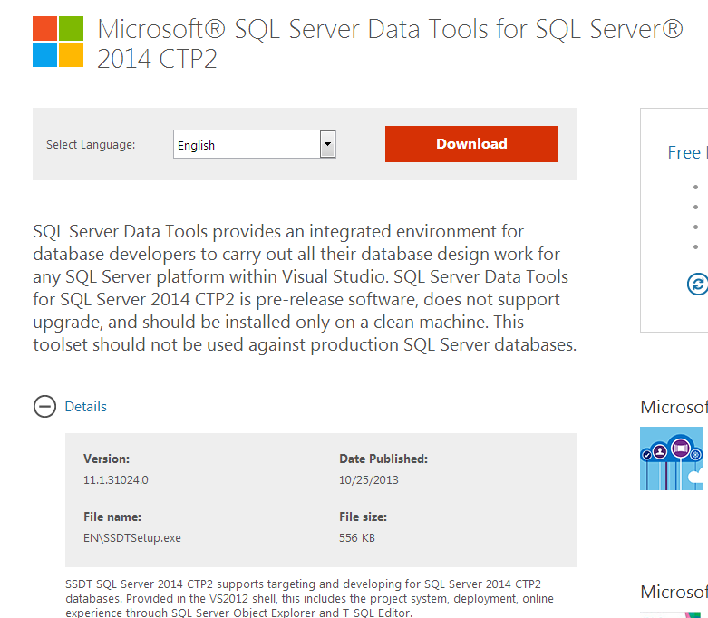 BI Future Blog: Installing SSDT for SQL Server 2014 CTP2