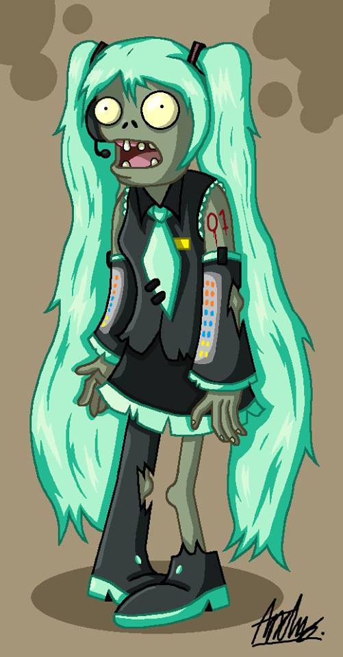 Cosplay 2013.biz: Plants vs. Zombies fan art Hatsune Miku Zombie