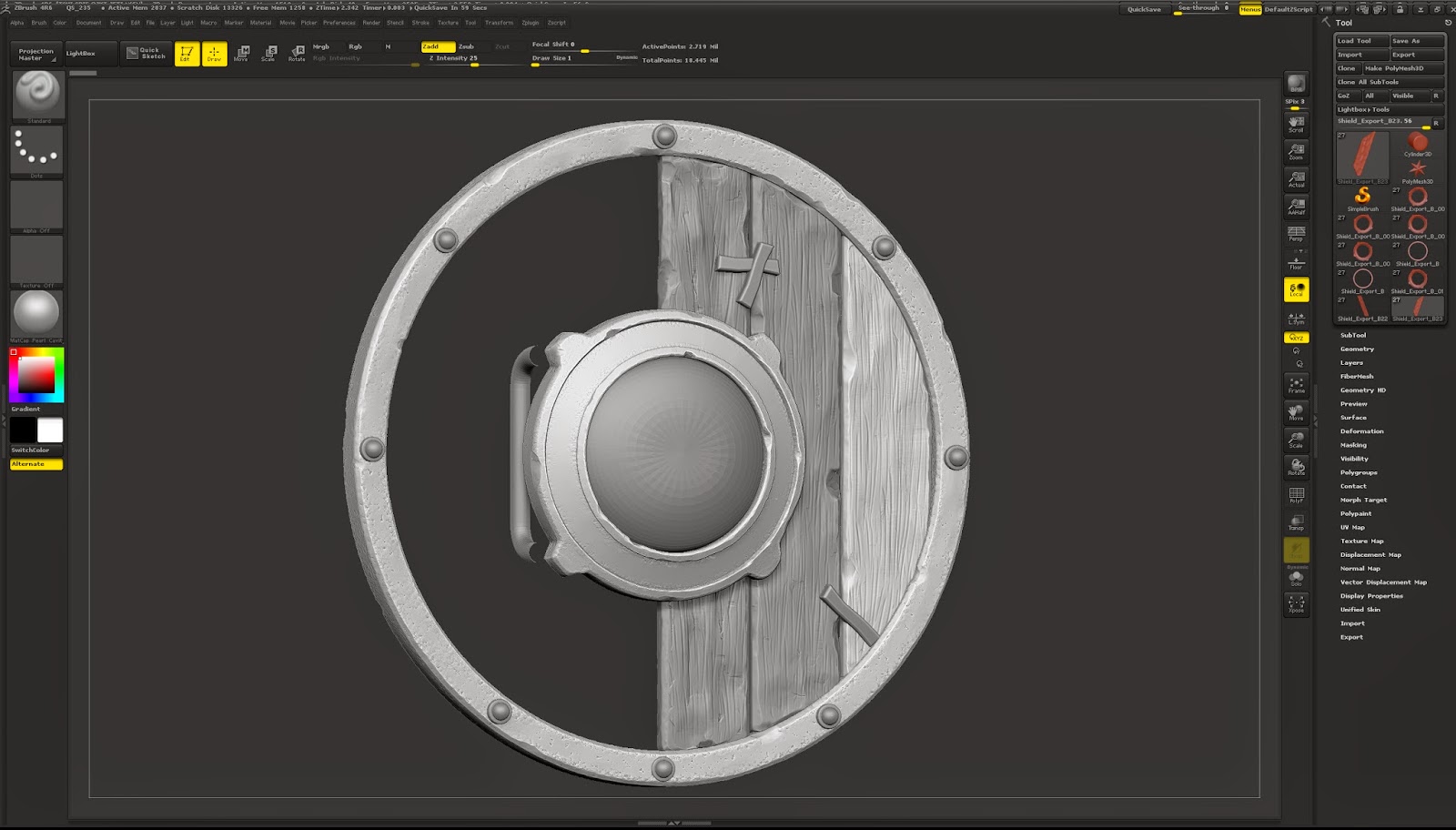 Martin Giles Art: Fantasy Stylised Shield Zbrush Project