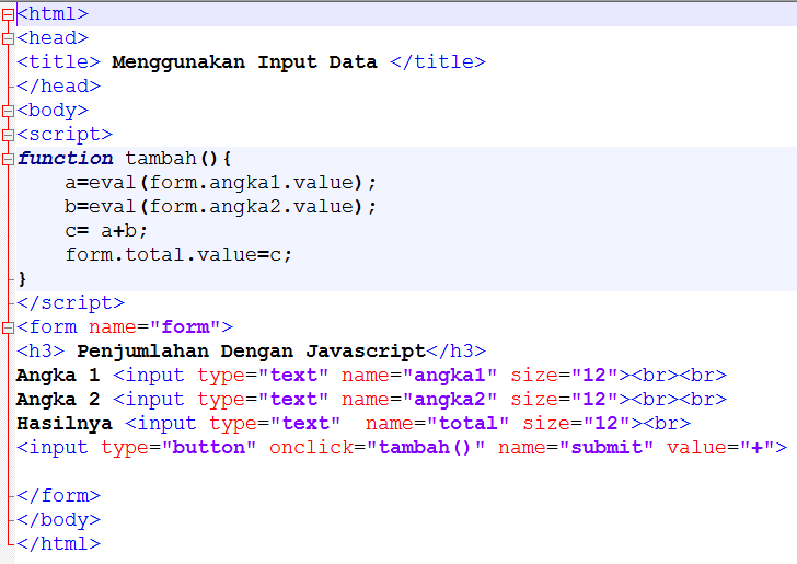 MEMBUAT PENJUMLAHAN BILANGAN DENGAN JAVASCRIPT ~ Arsitek Masa Depan