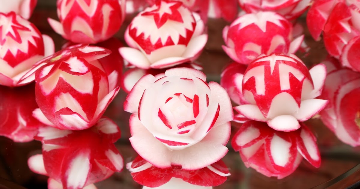Josephine's Recipes: How To Make Red Radish Rose Flowers Design ...