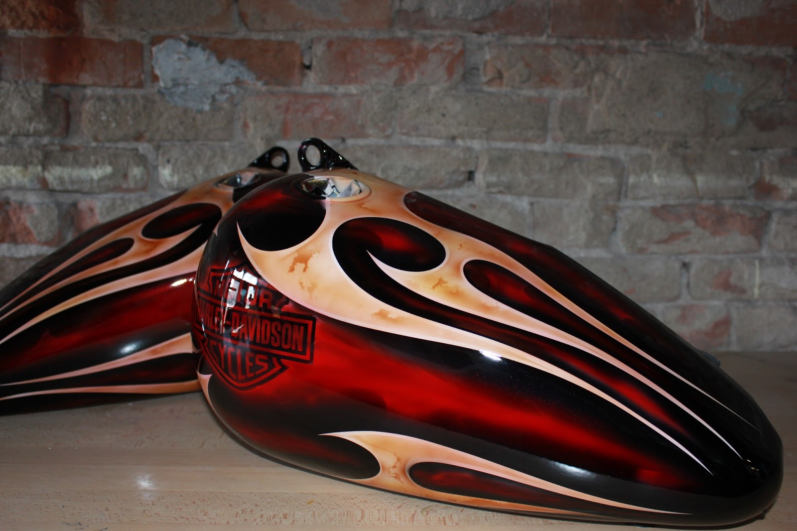Online Motorcycle Paint Shop: Red Fire and Flames
