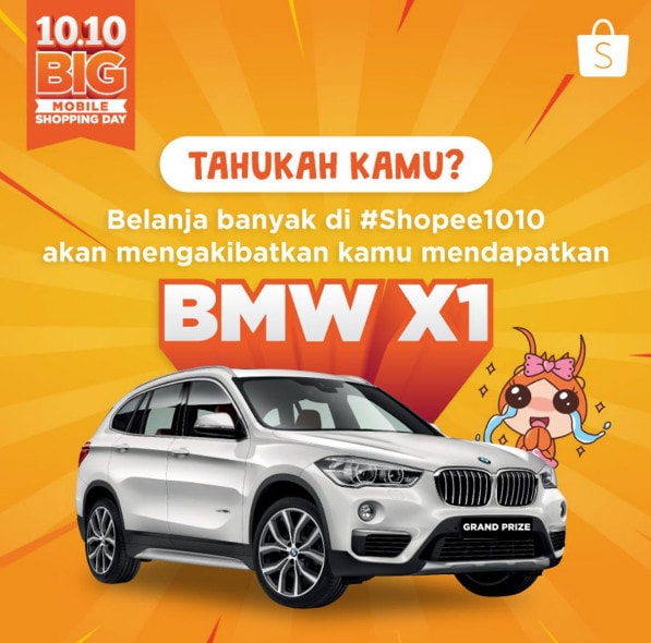Promo Undian Shopee Berhadiah Mobil BMW X1, 6 Motor, Smartphone, dan ...