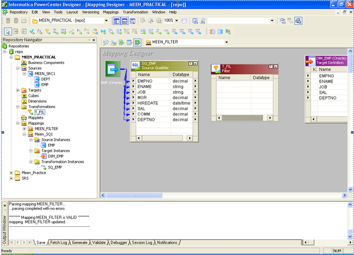 Steps to use Filter Transformation in Informatica