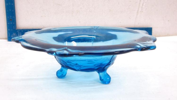 13909 Antiques: Vintage Aqua Blue Indiana Tiara Glass Duchess Footed Bowl