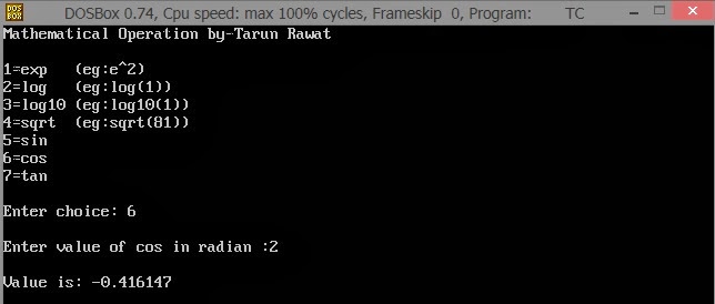 C Programming Maths Operation Exp Log Log10 Sqrt Sin Cos Tan