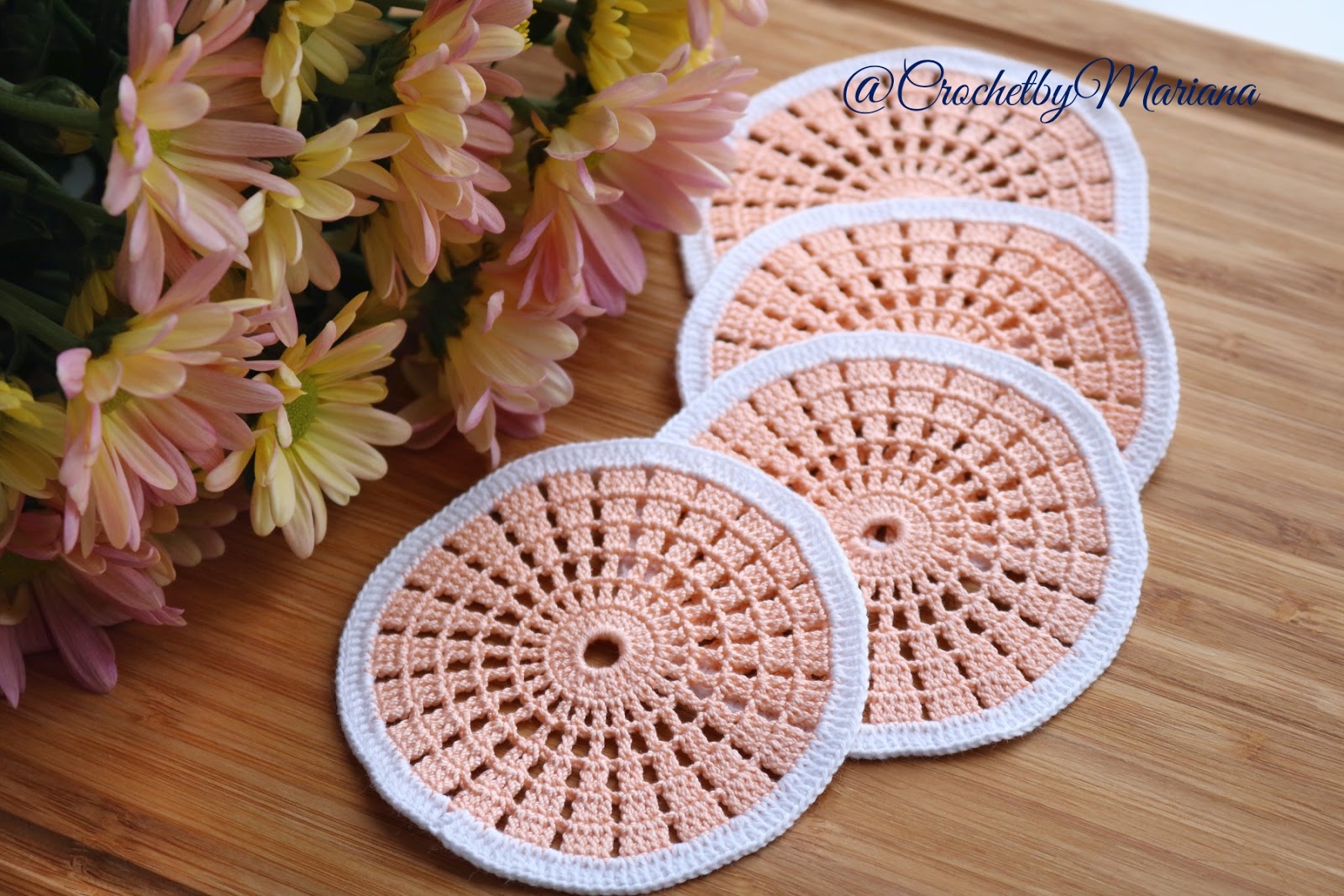 CrochetbyMariana: Crochet peach coasters