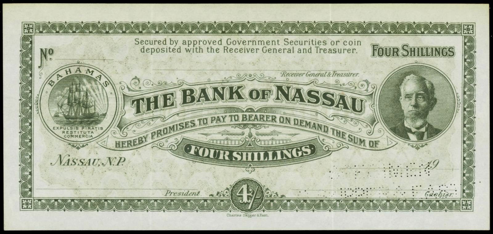 Bahamas 4 Shillings banknote 1906 Bank of Nassau|World Banknotes ...