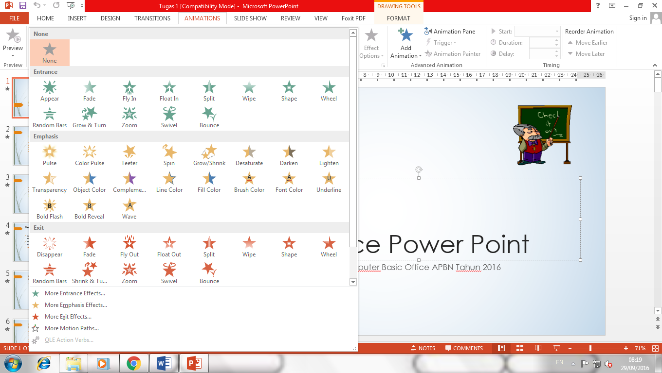 MEMBERIKAN ANIMASI PADA POWERPOINT
