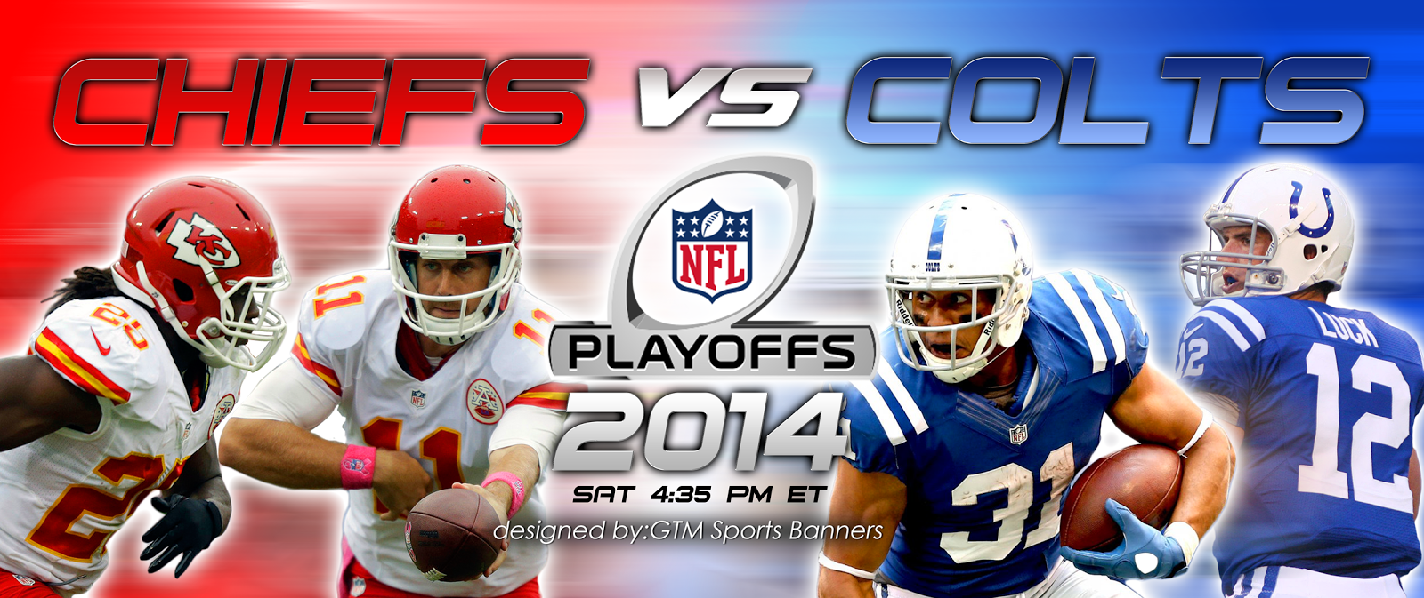 Planet GTM: Chiefs vs Colts Playoffs 2014 Banner. GTM Sports Banners.