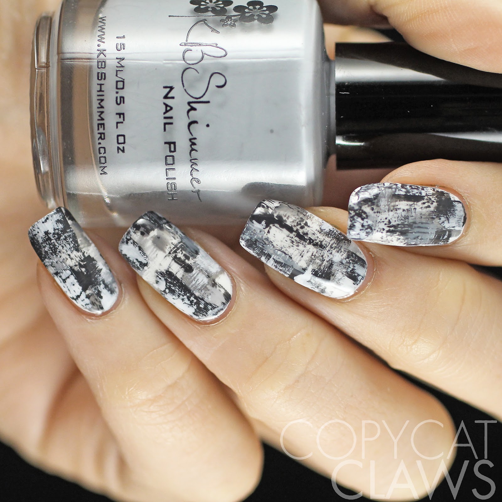 Copycat Claws: Monochrome Distressed Nail Art