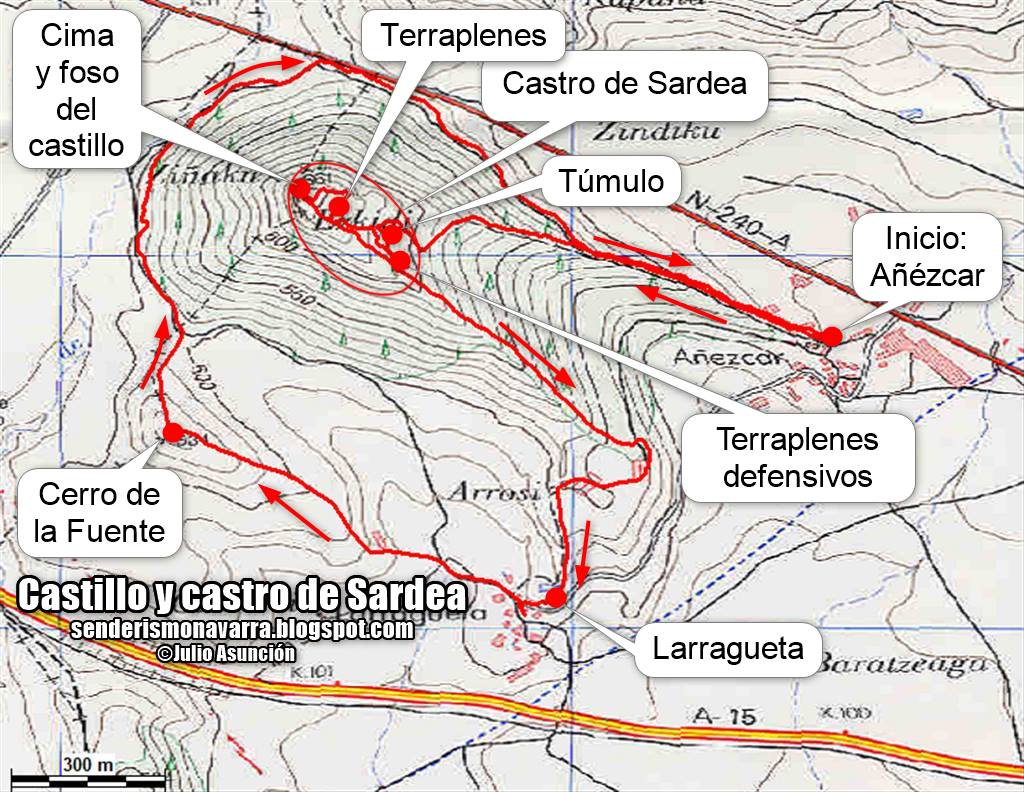 Senderos y montañas de Navarra: Mapa y soporte gps ruta castro y ...