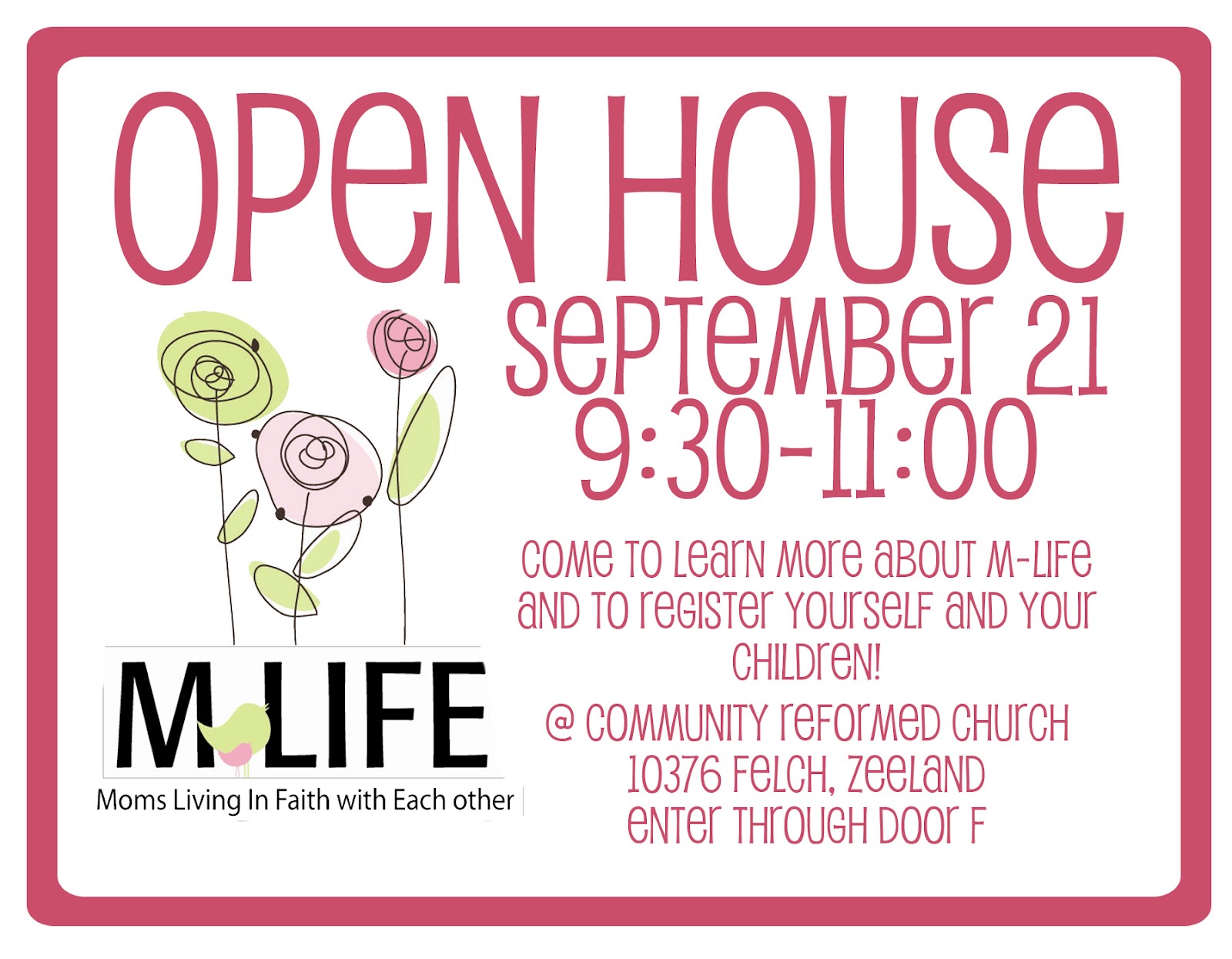 M-Life at Community: Open House {Reminder}