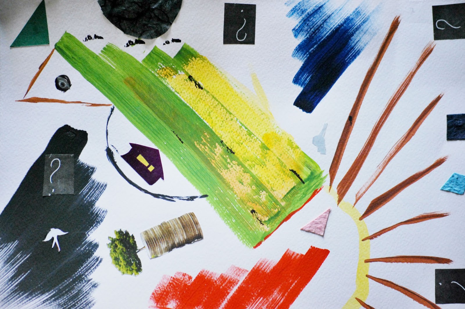 The flying art room: Asymmetrical and symmetrical collage (IB Visual Arts)